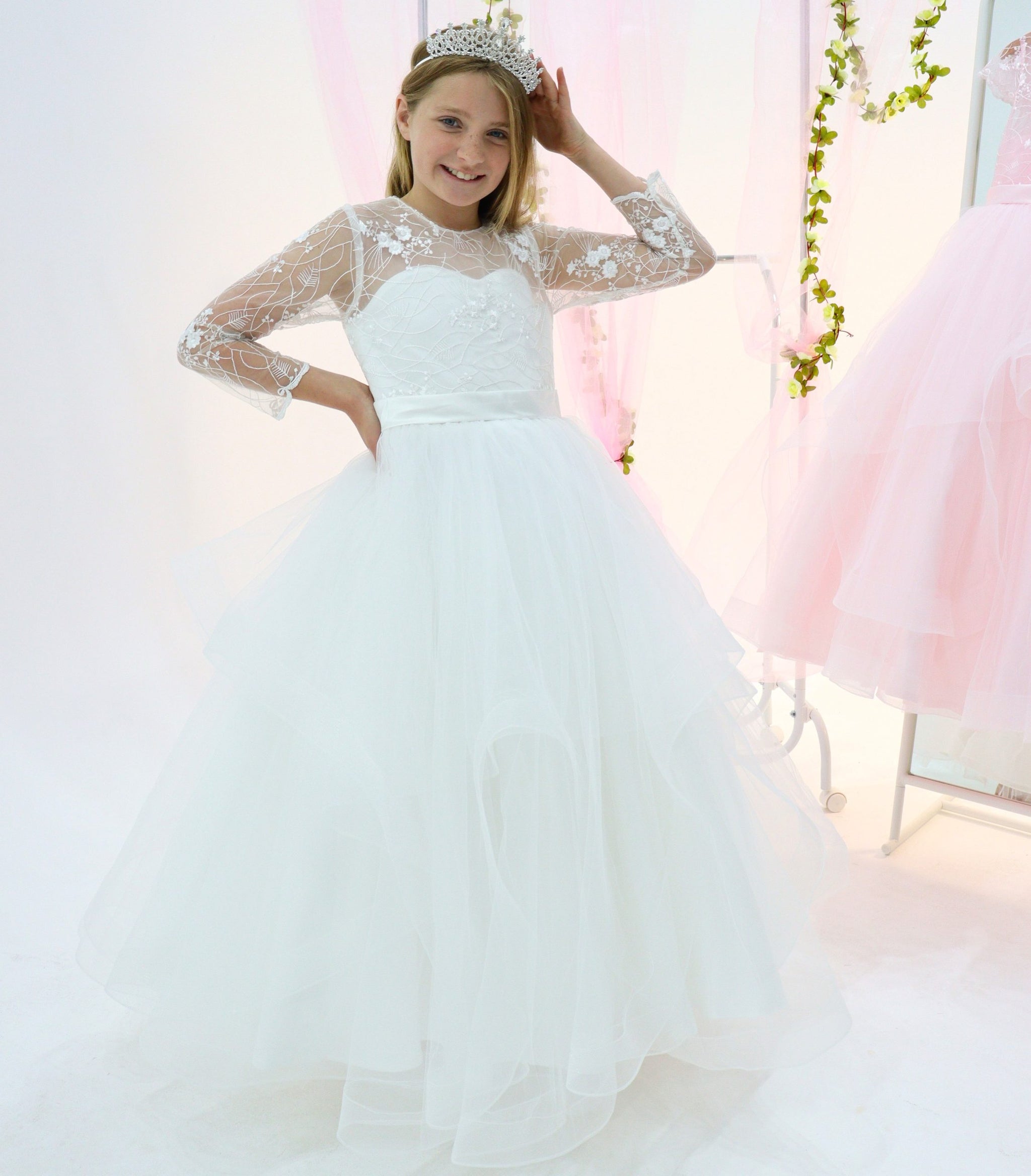 Luxury Handmade Lexi Flower Girl Dress Full Sleeve