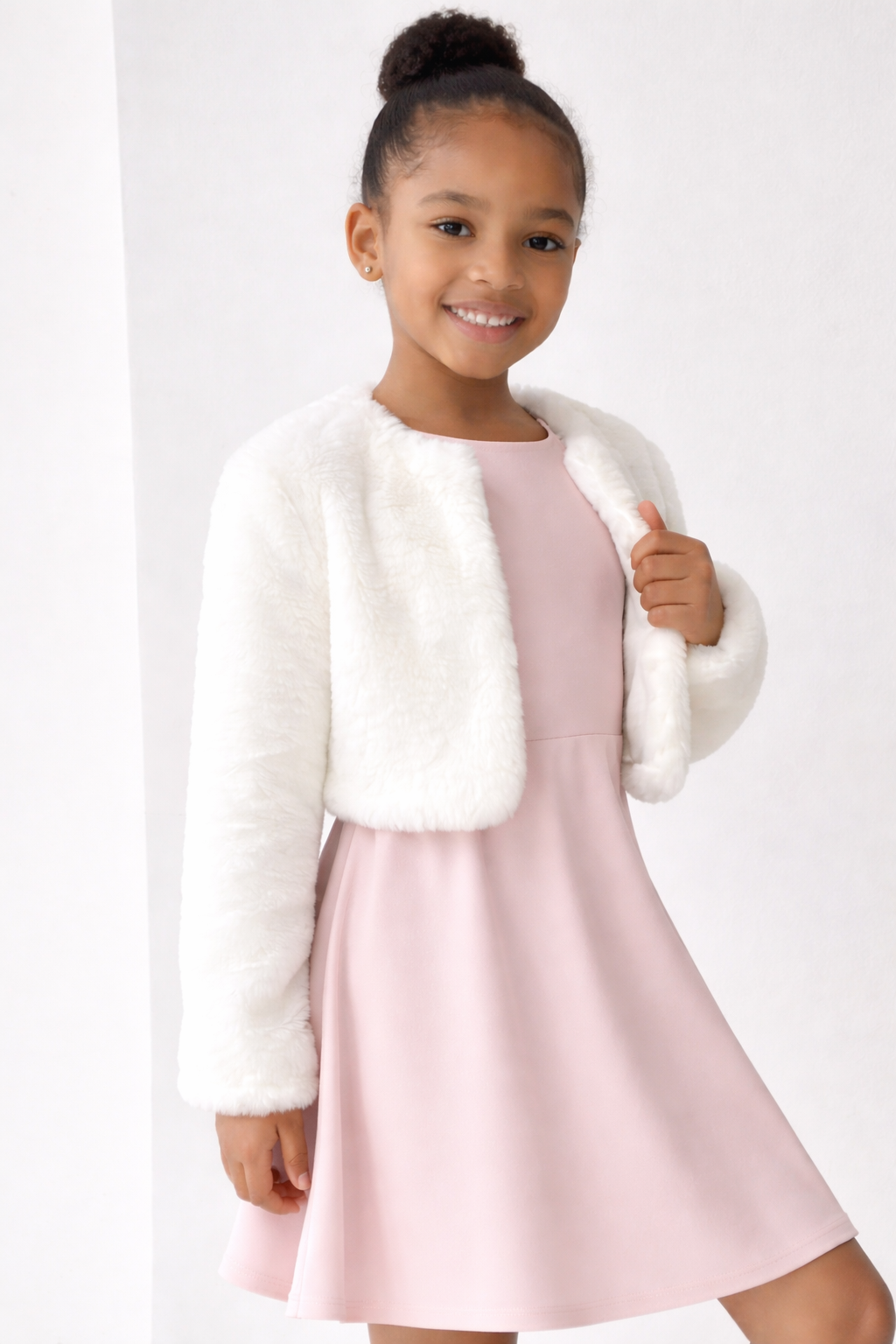 Junior Girls Faux Fur Jacket – Ivory Coat
